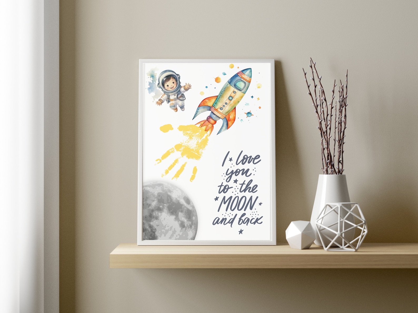 Astronaut Spaceship Handprint Art Print, Handprint Craft Art, Child ...