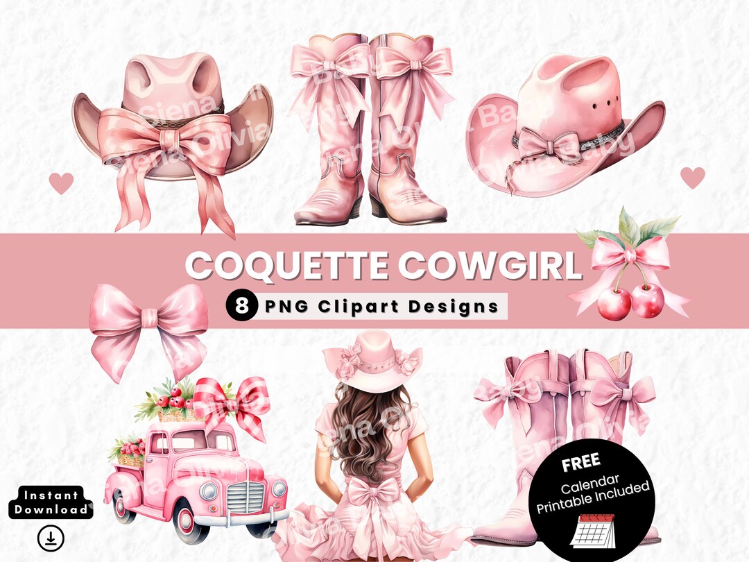 Coquette Cowgirl Png Coquette Aesthetic Clipart Coquette Bow Art Coquette Room Decor