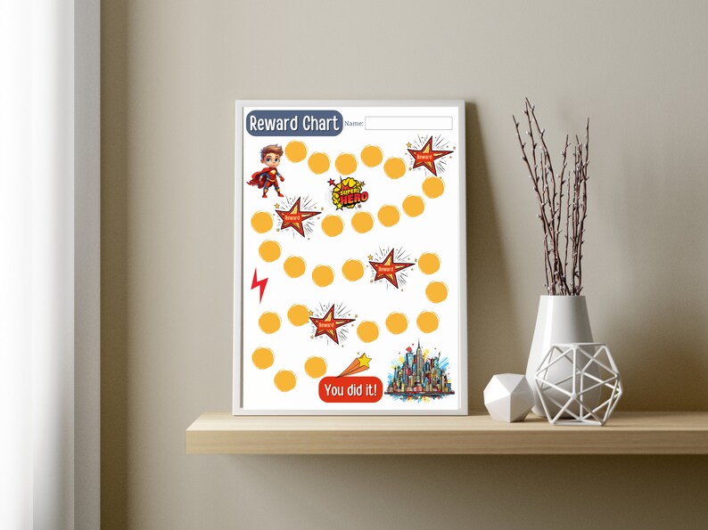 Superhero Reward Chart, Potty Training Chart, Kids Chore Chart, Toddler ...