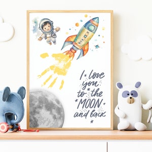 Astronaut Spaceship Handprint Art Print, Handprint Craft Art, Child ...