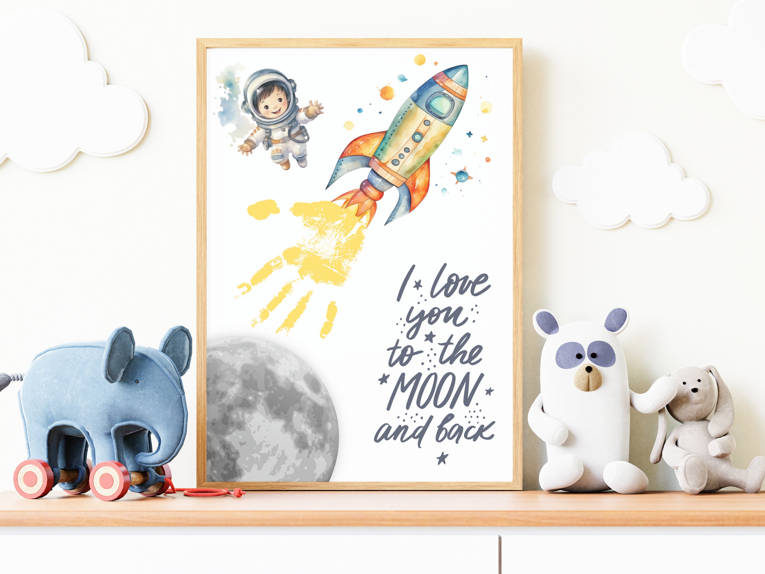 Astronaut Spaceship Handprint Art Print, Handprint Craft Art, Child ...