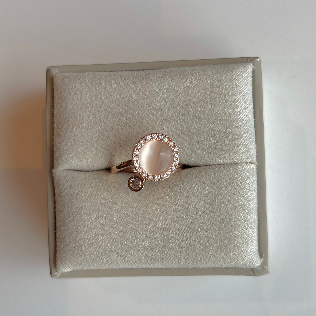 Adjustable Rose Gold Spinning Ring Round Cute Spinner Fidget Ring Opal ...