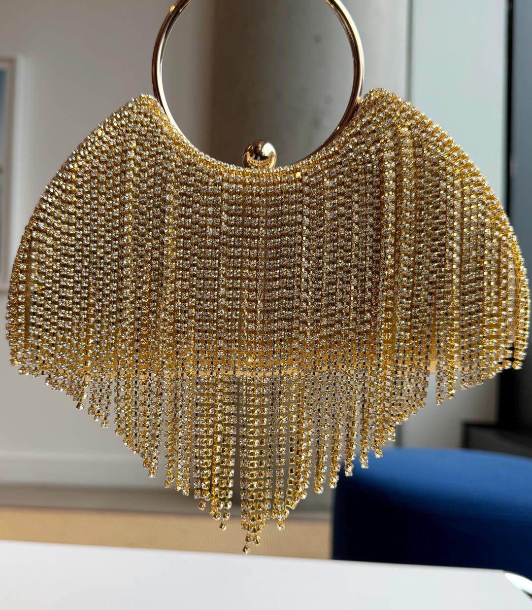 Indian Hand Bag Gold Diamond Shape Clutch for Weddings Special Occasion ...