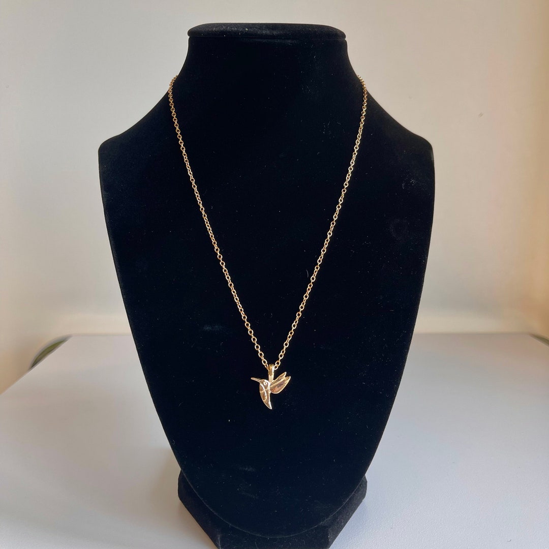 Gold Plated Bird With Wings Pendant Necklace With Gold Chain - Etsy