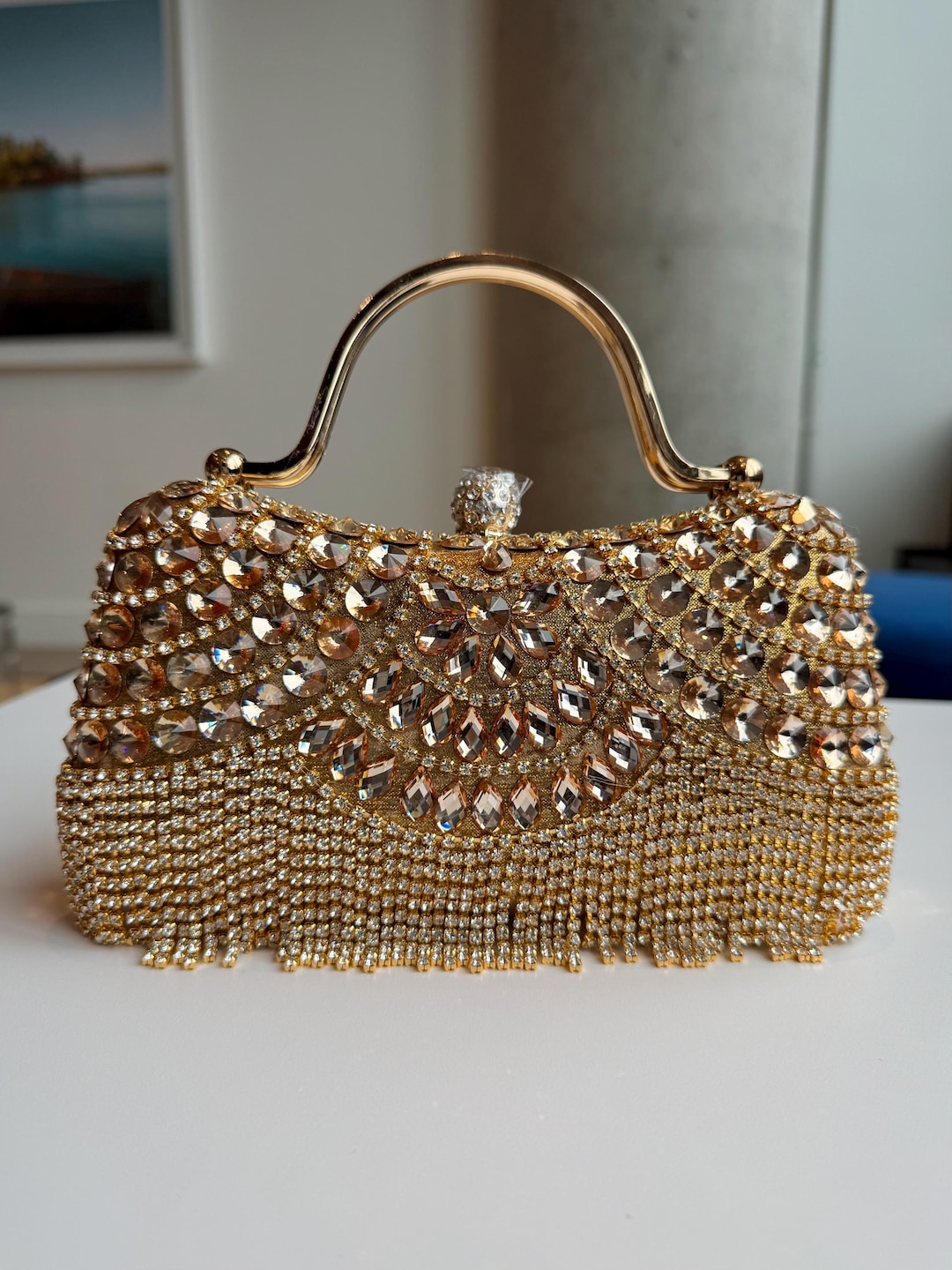Evening Hand Bag Gold Clutch for Weddings Special Occasion Women's ...