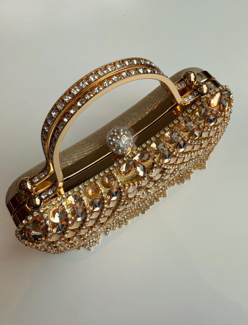Evening Hand Bag Gold Clutch for Weddings Special Occasion Women's ...