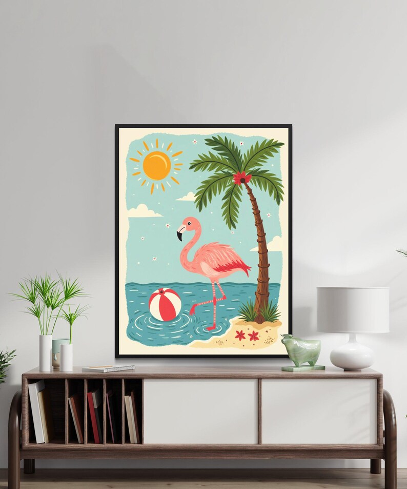 Flamingo Printable Wall Art for Kids, Nursery Decor, Tropical Art Print ...