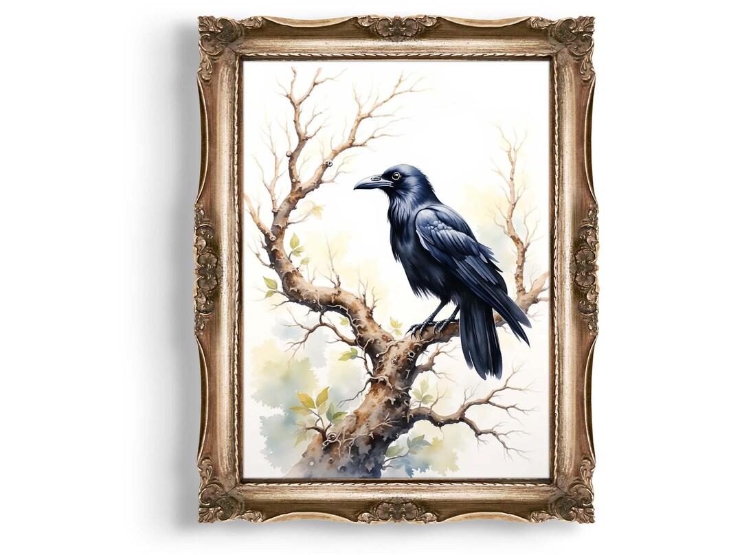 Raven Wall Art Digital Download, Bird Print, Watercolor Crow Art ...