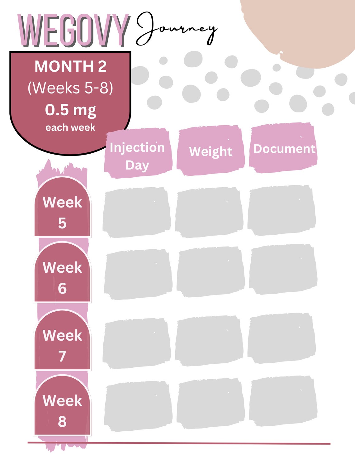 Wegovy Journey 7- Editable Tracking Color Coordinates With Your ...