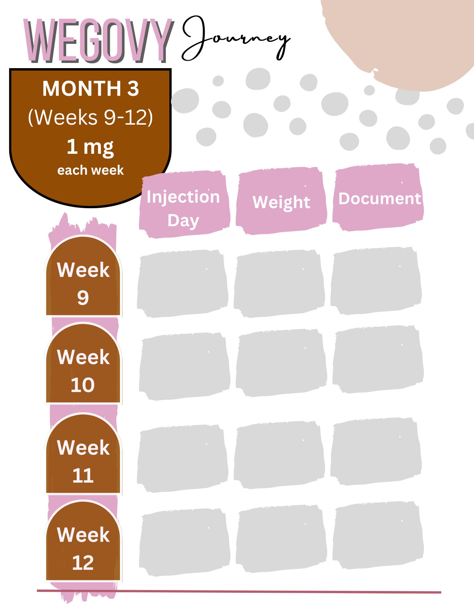 Wegovy Journey 7- Editable Tracking Color Coordinates With Your ...