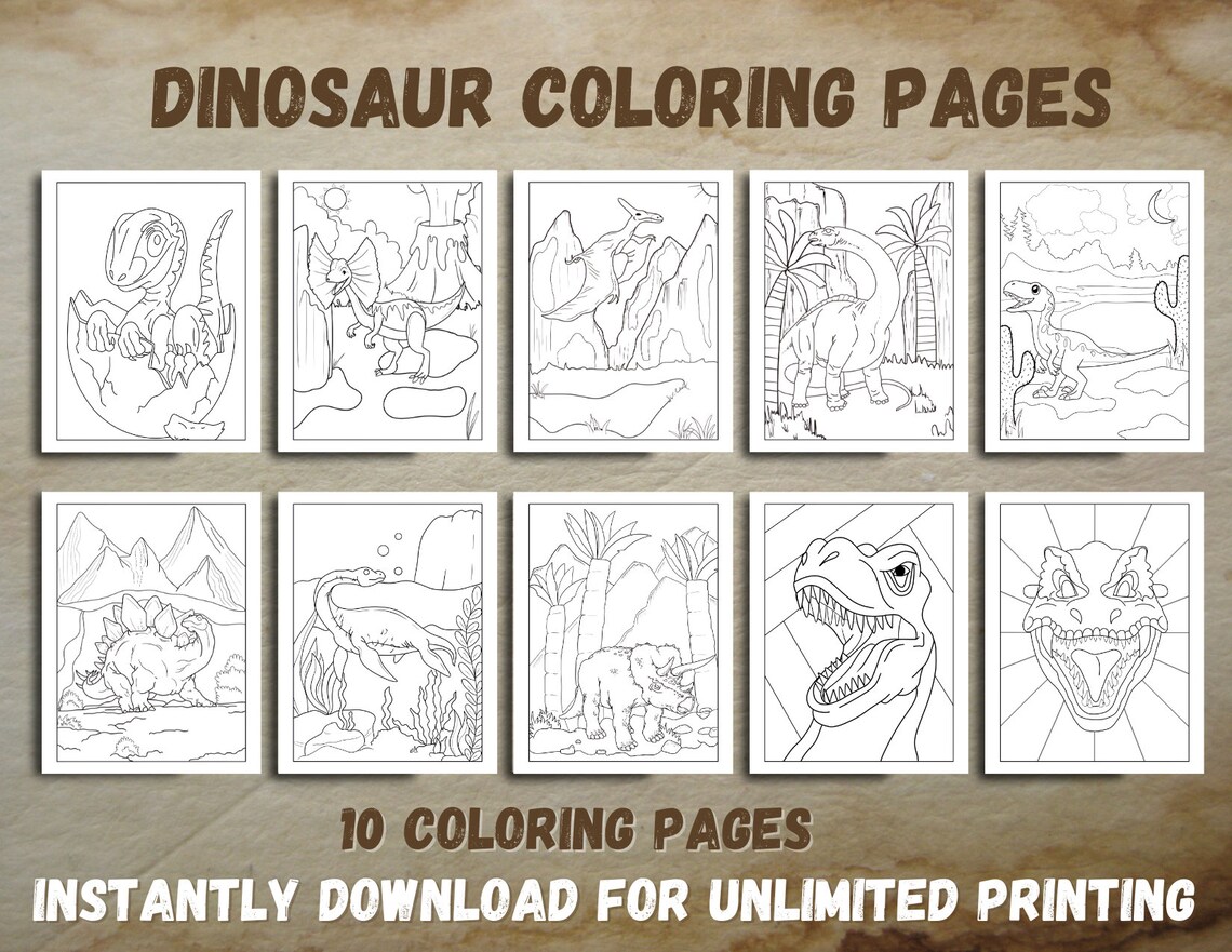 10 Dinosaur Coloring Pages | Dinosaur Coloring for Kids | Dinosaur in ...
