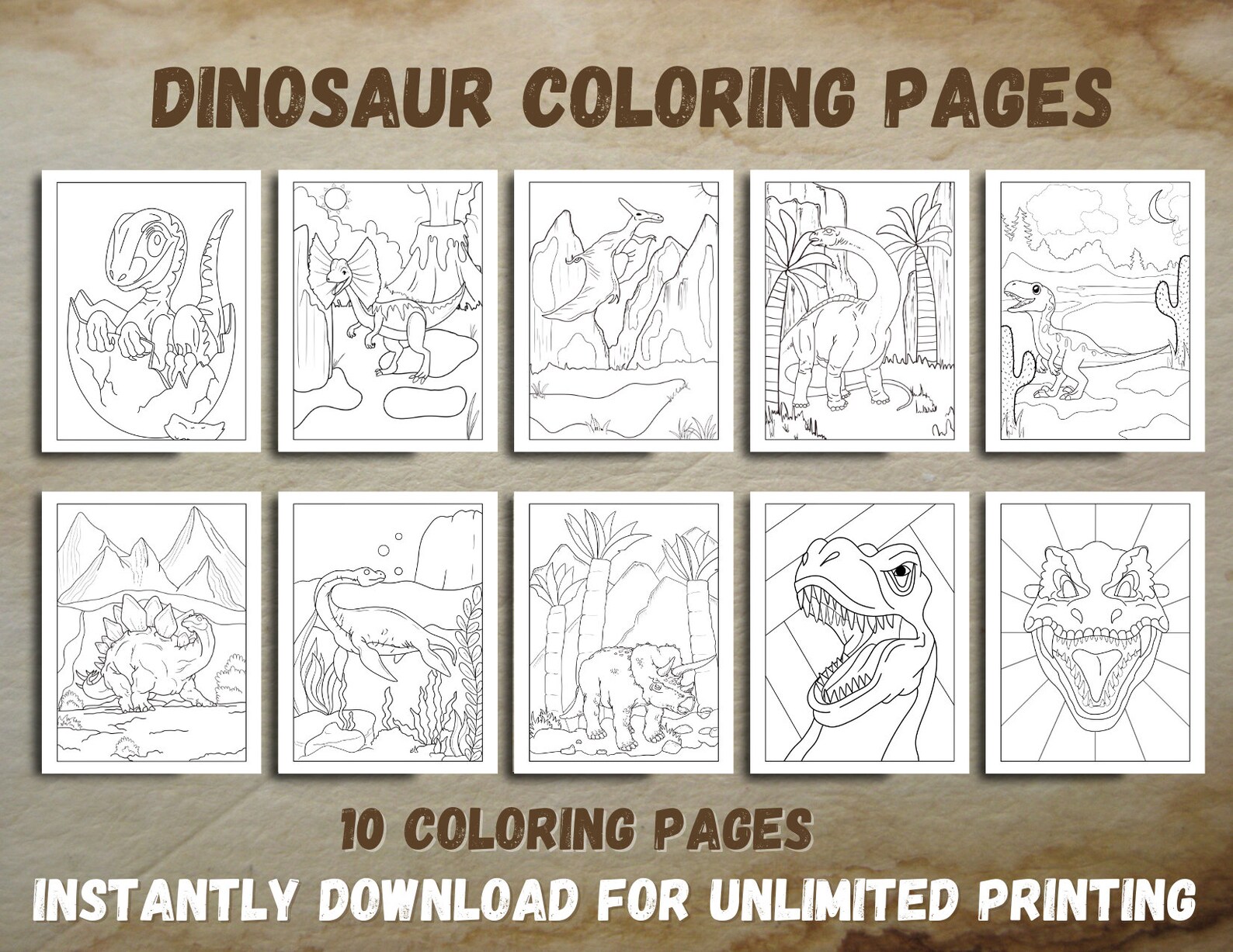 10 Dinosaur Coloring Pages | Dinosaur Coloring for Kids | Dinosaur in ...