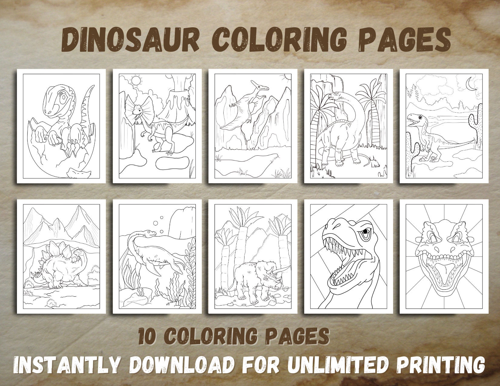 10 Dinosaur Coloring Pages | Dinosaur Coloring for Kids | Dinosaur in ...