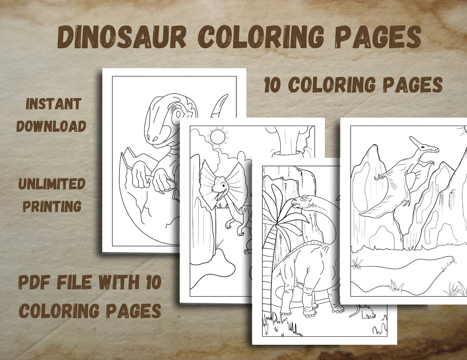 10 Dinosaur Coloring Pages | Dinosaur Coloring for Kids | Dinosaur in ...