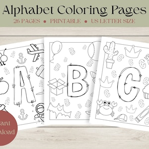 ABC Coloring Pages: 26 Alphabet Doodles (printable PDF) - Etsy