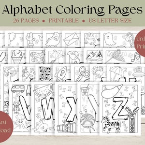 ABC Coloring Pages: 26 Alphabet Doodles (printable PDF) - Etsy