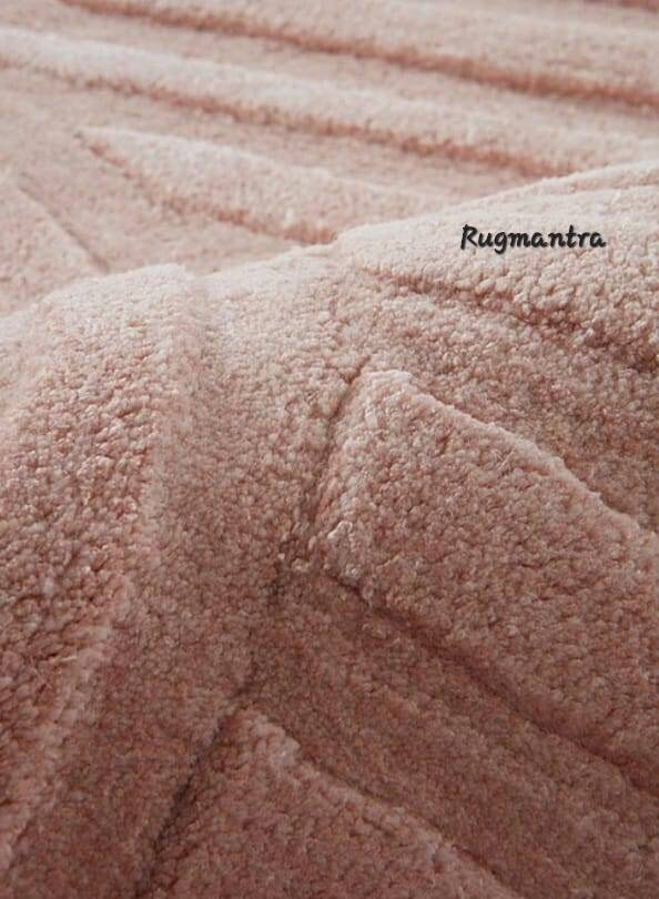Modern Handmade Blush Pink Curve Embossed Cut Tufted Area Rug for ...