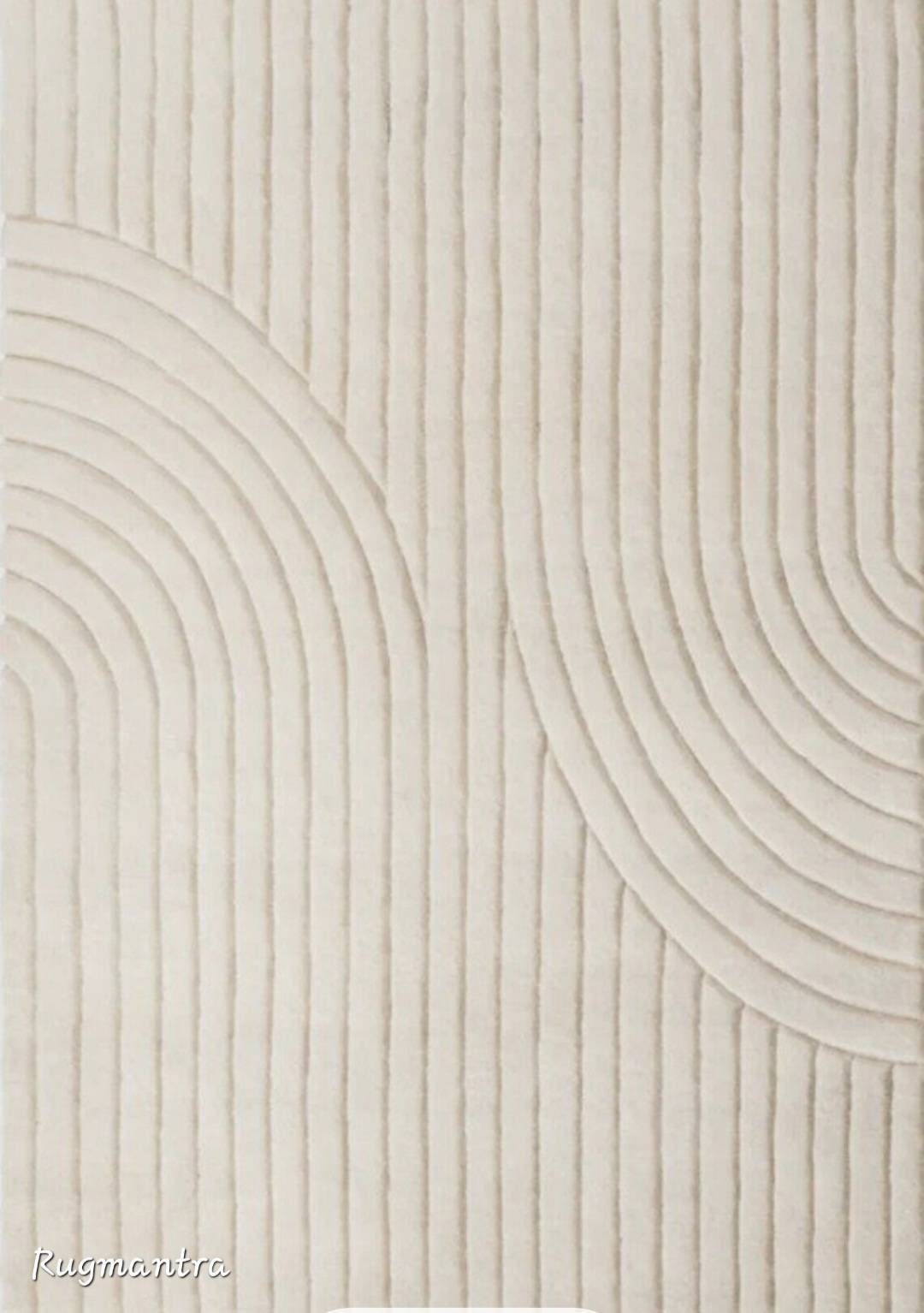 Modern Handmade 12x18 Fine Ivory Curve Embossed Cut Tufted Area Rug for ...