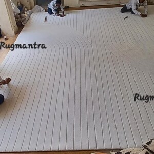 Modern Handmade 12x18 Fine Ivory Curve Embossed Cut Tufted Area Rug for ...