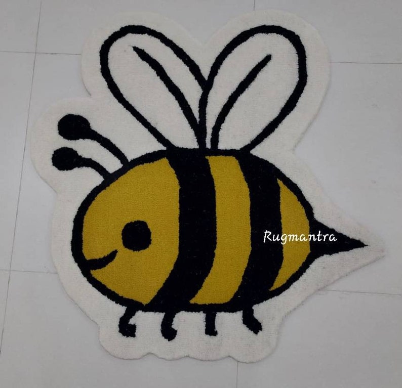 Modern Handmade Honey Bee Shape Tufted Lion Head Area Rug for Living ...