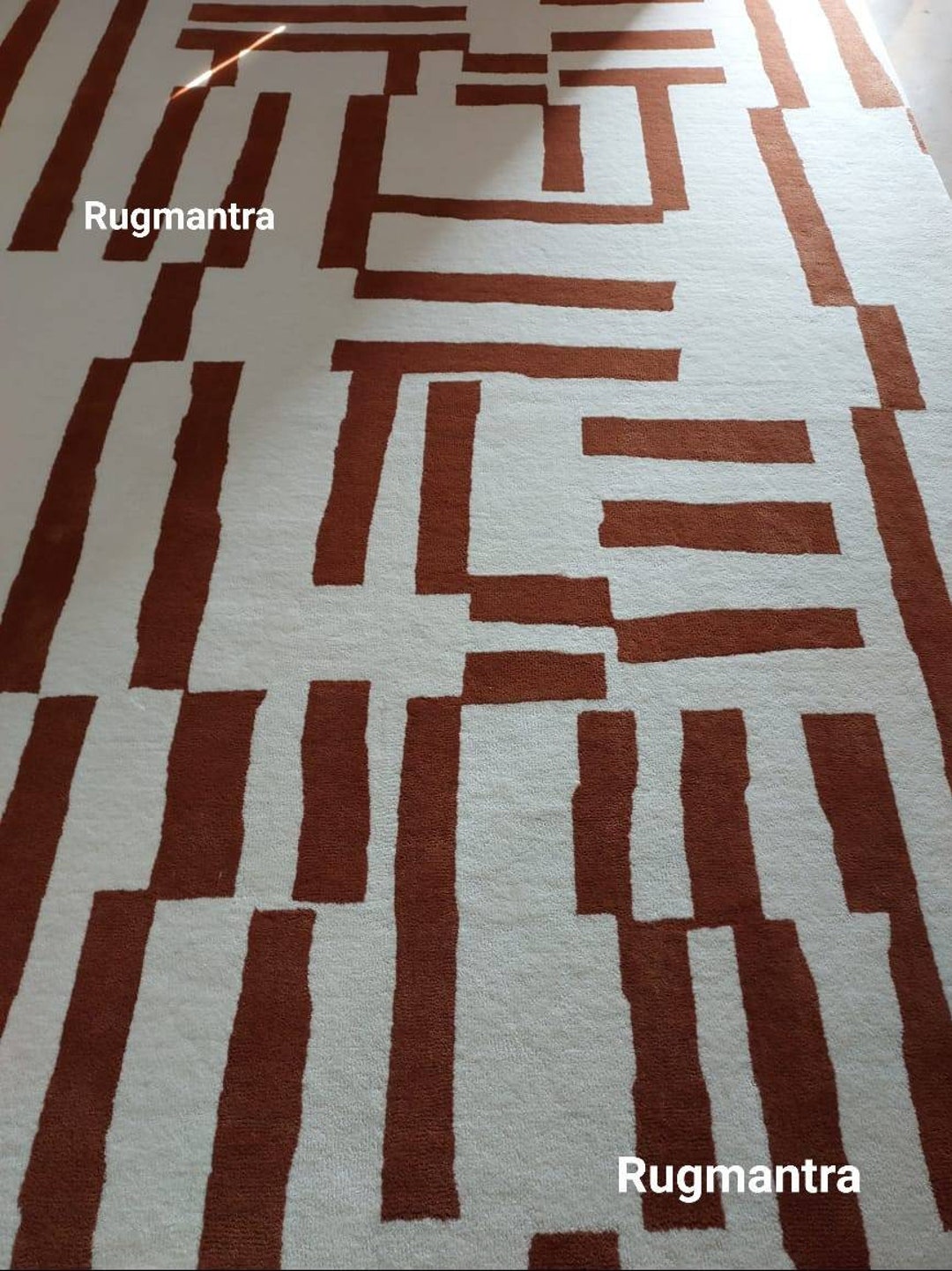 Minimalist Ivory Terra Wool Rug Modern Abstract Handmade Designer ...