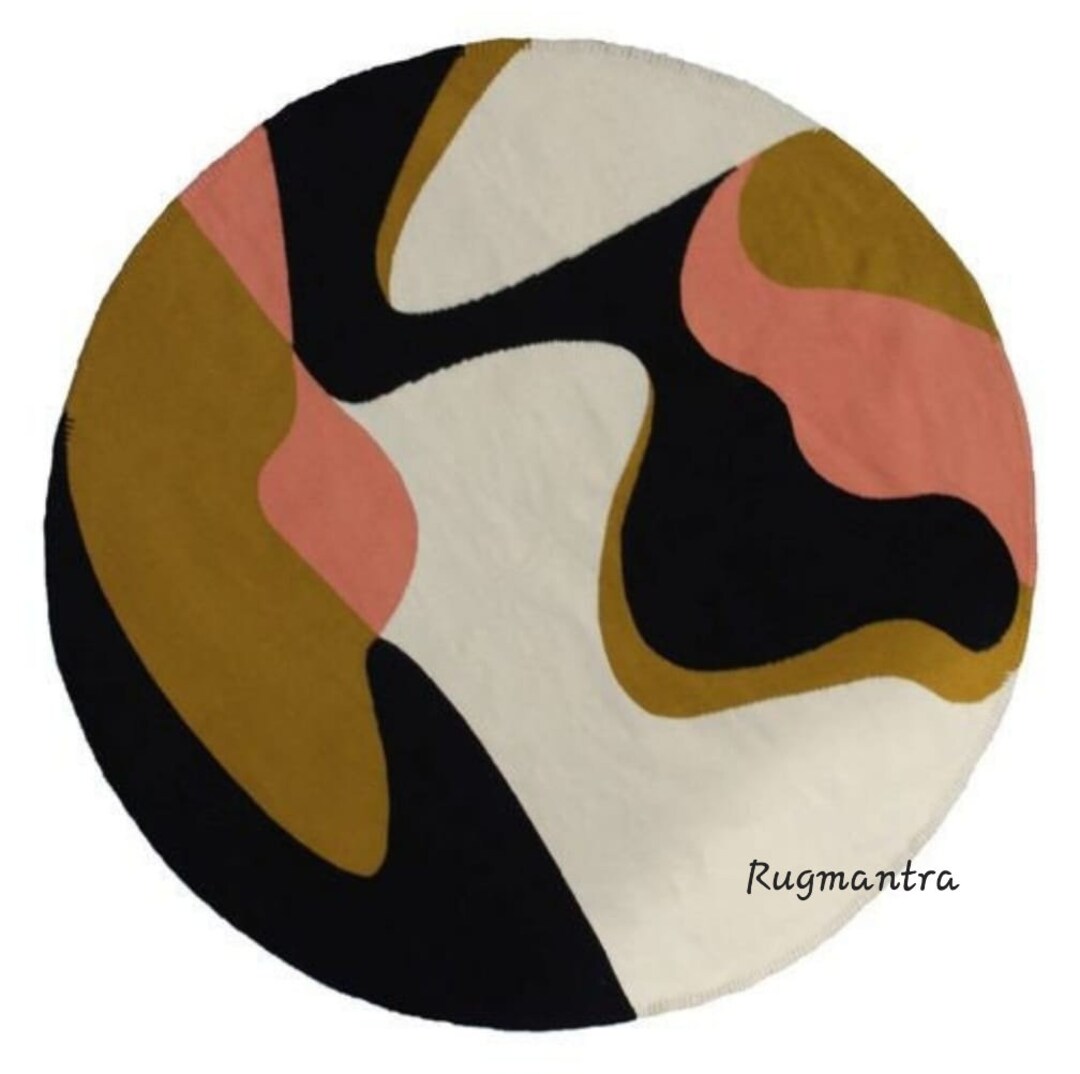 Minimalist Premium Modern Abstract Colorful Round Shape Handmade Woolen ...