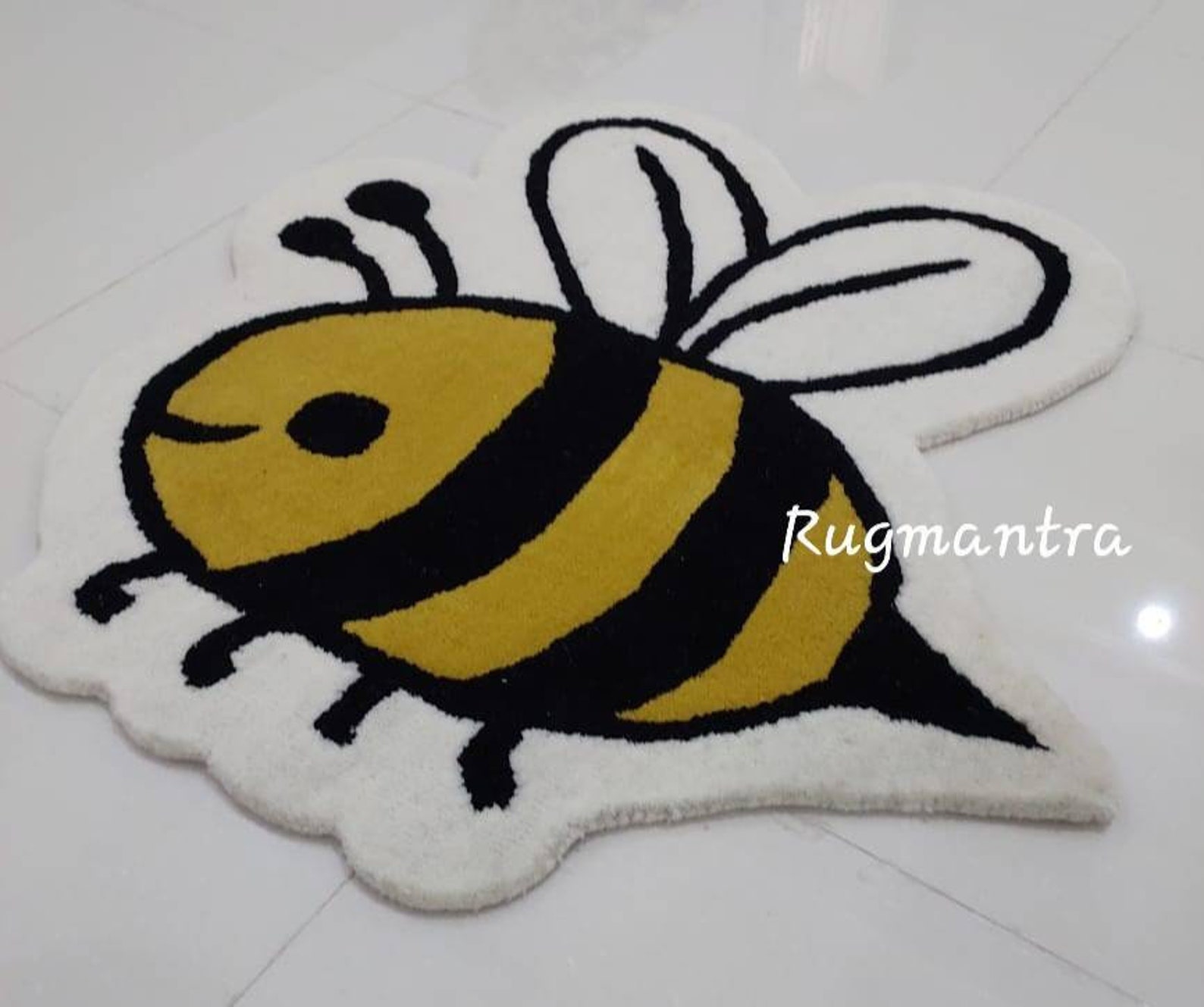 Modern Handmade Honey Bee Shape Tufted Lion Head Area Rug for Living ...