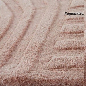 Modern Handmade Blush Pink Curve Embossed Cut Tufted Area Rug for ...
