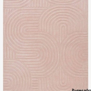 Modern Handmade Blush Pink Curve Embossed Cut Tufted Area Rug for ...