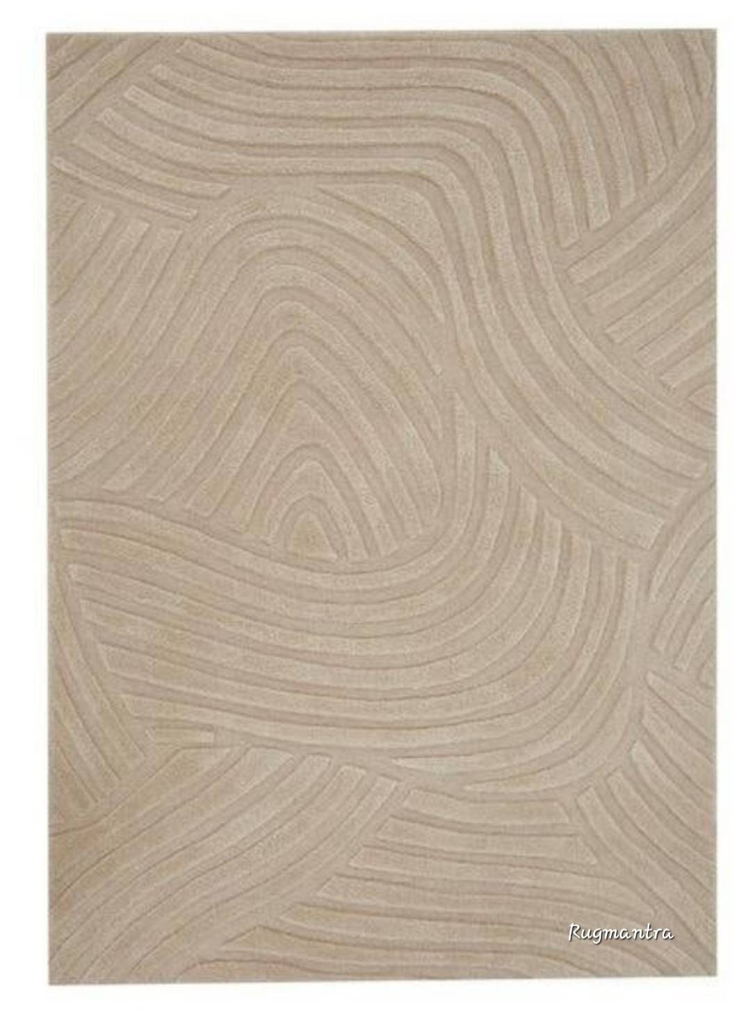 Modern Handmade 8x10 Baige/lavender Curve Embossed Cut Tufted Area Rug ...