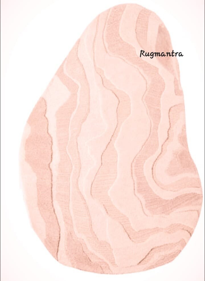 Pink/beige Color Irregular 9x12 100% Wool Rug Modern Abstract Handmade ...