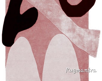 Ivory Beige Color Minimalist Modern Abstract Handmade Textured Woolen ...