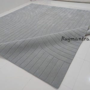 Modern Handmade 12x18 Fine Ivory Curve Embossed Cut Tufted Area Rug for ...