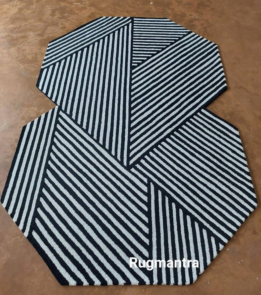 Double Octagon Irregular Shape Loop Pile Hand-tufted 100% Newzealand ...