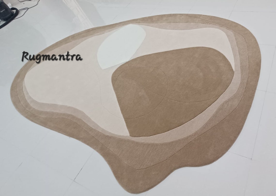 Minimalist Modern Abstract Irregular Shape Woolen Hand Tufted Designer ...