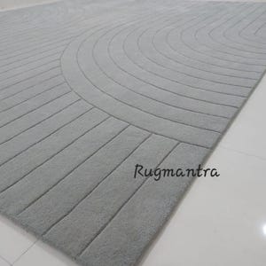 Modern Handmade 12x18 Fine Ivory Curve Embossed Cut Tufted Area Rug for ...