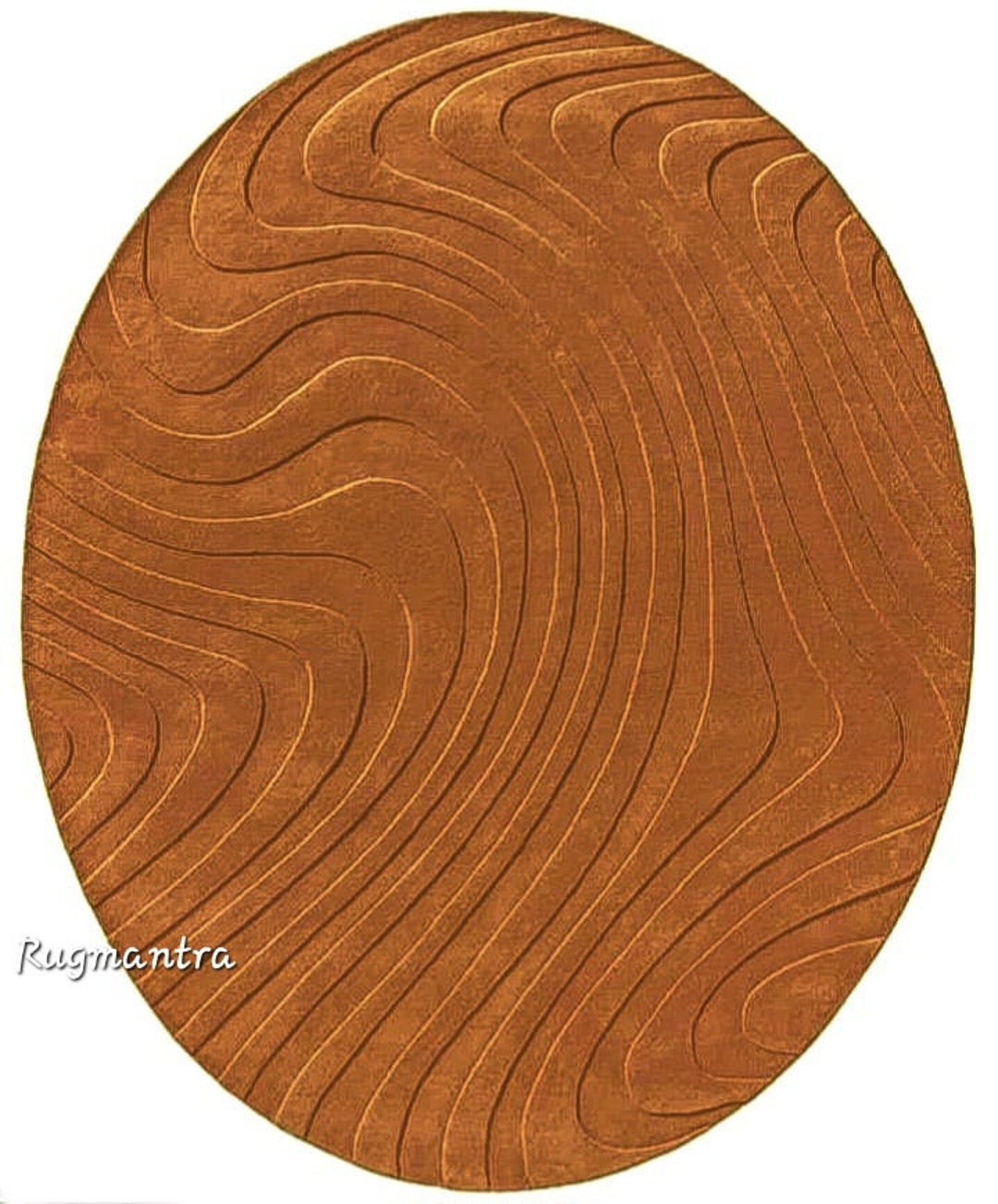 Minimalist Oval Solid Baige Handmade Cutpile 8x11 Tufted Area Rug for ...