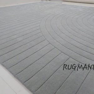 Modern Handmade 12x18 Fine Ivory Curve Embossed Cut Tufted Area Rug for ...