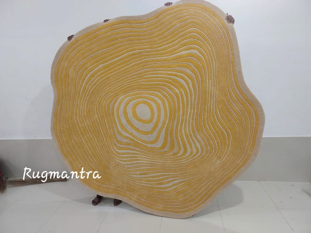 Modern Abstract Handmade Irregular Shape Golden Nugget 8x8 9x9 Feet ...