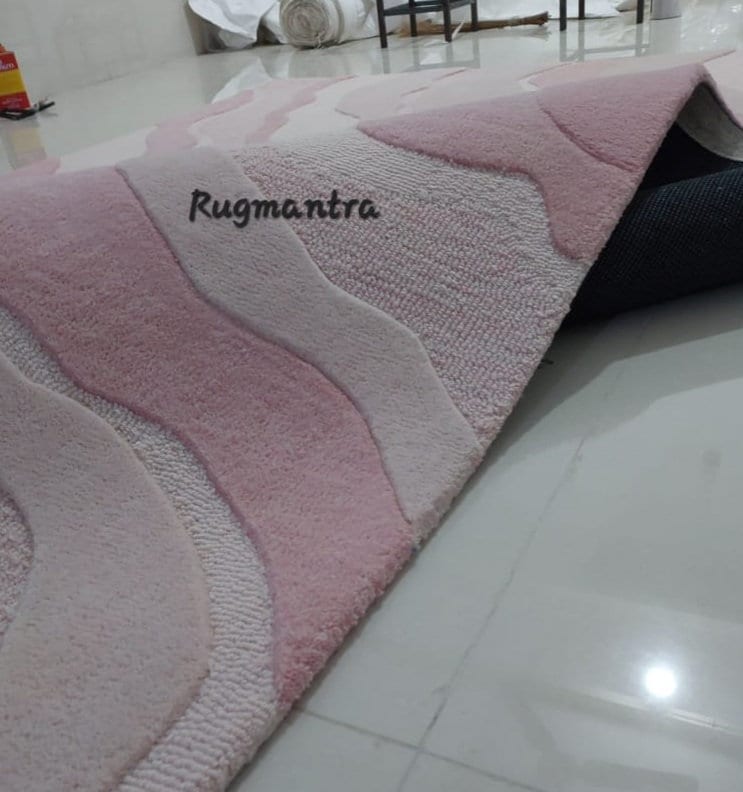 Pink/beige Color Irregular 9x12 100% Wool Rug Modern Abstract Handmade ...