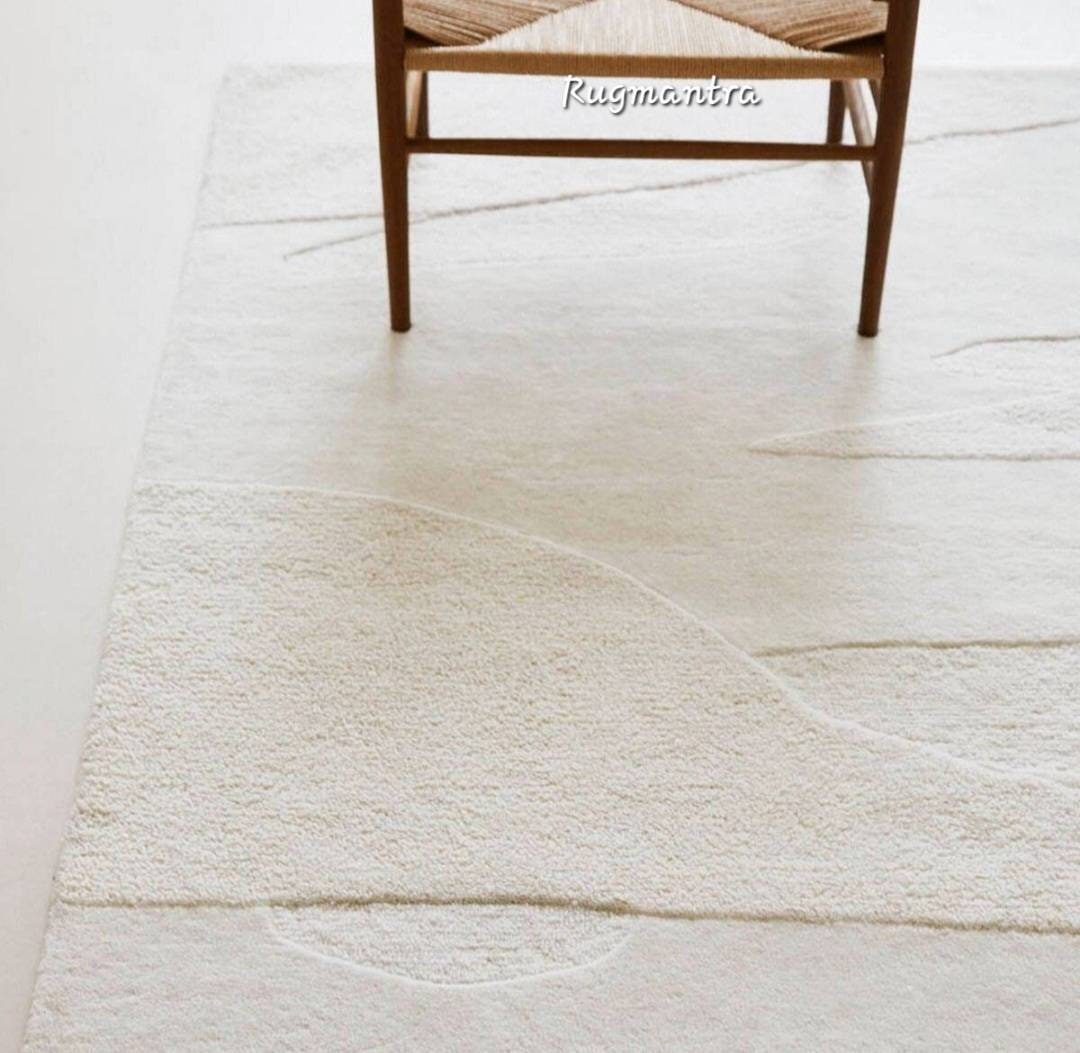 Scape Multi-level Pile Cream-white, Modern Hand-tufted 100% Wool ...