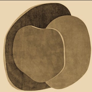 Modern Handmade 8x8 Green Brown Blue Rug Irregular Shape Tufted Area ...