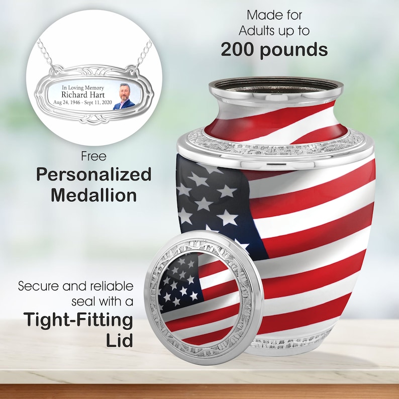 Personalized Veteran American Flag Urns for Human Ashes, Urns for Human ...