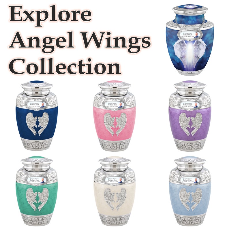 Personalized White Angel Wings Cremation Urn, Adult Urn, Memorial ...