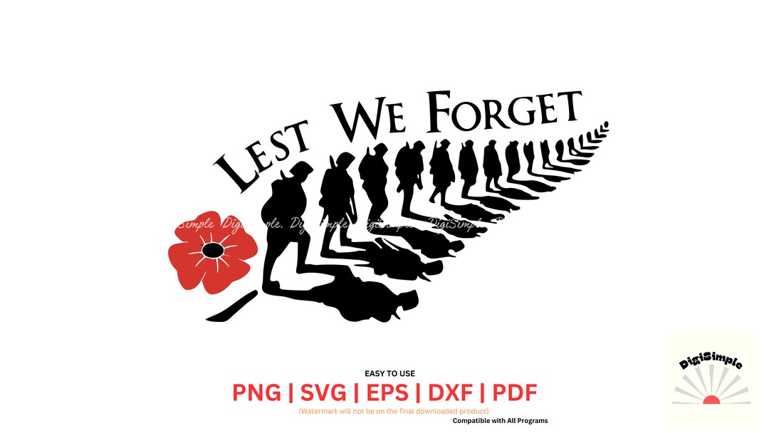 Lest We Forget SVG PNG - Etsy