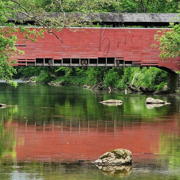 Red Covered Bridge - Etsy