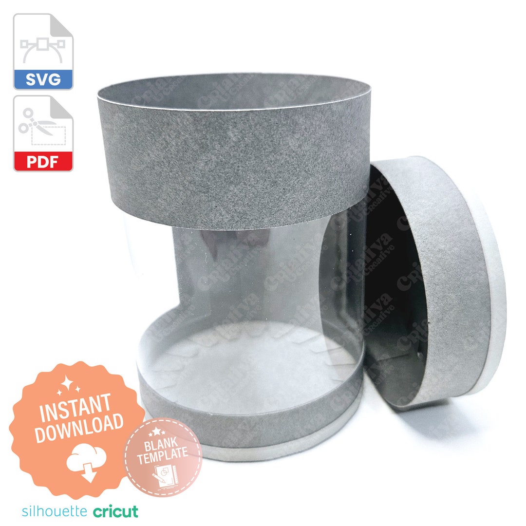 Cylinder Window Box Round With Lid Template, Party Favor Treat Box ...