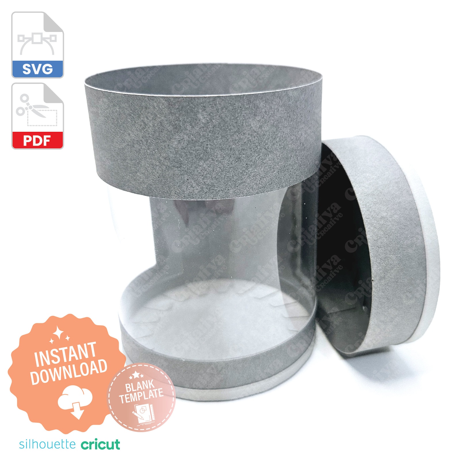 Cylinder Window Box Round With Lid Template, Party Favor Treat Box ...