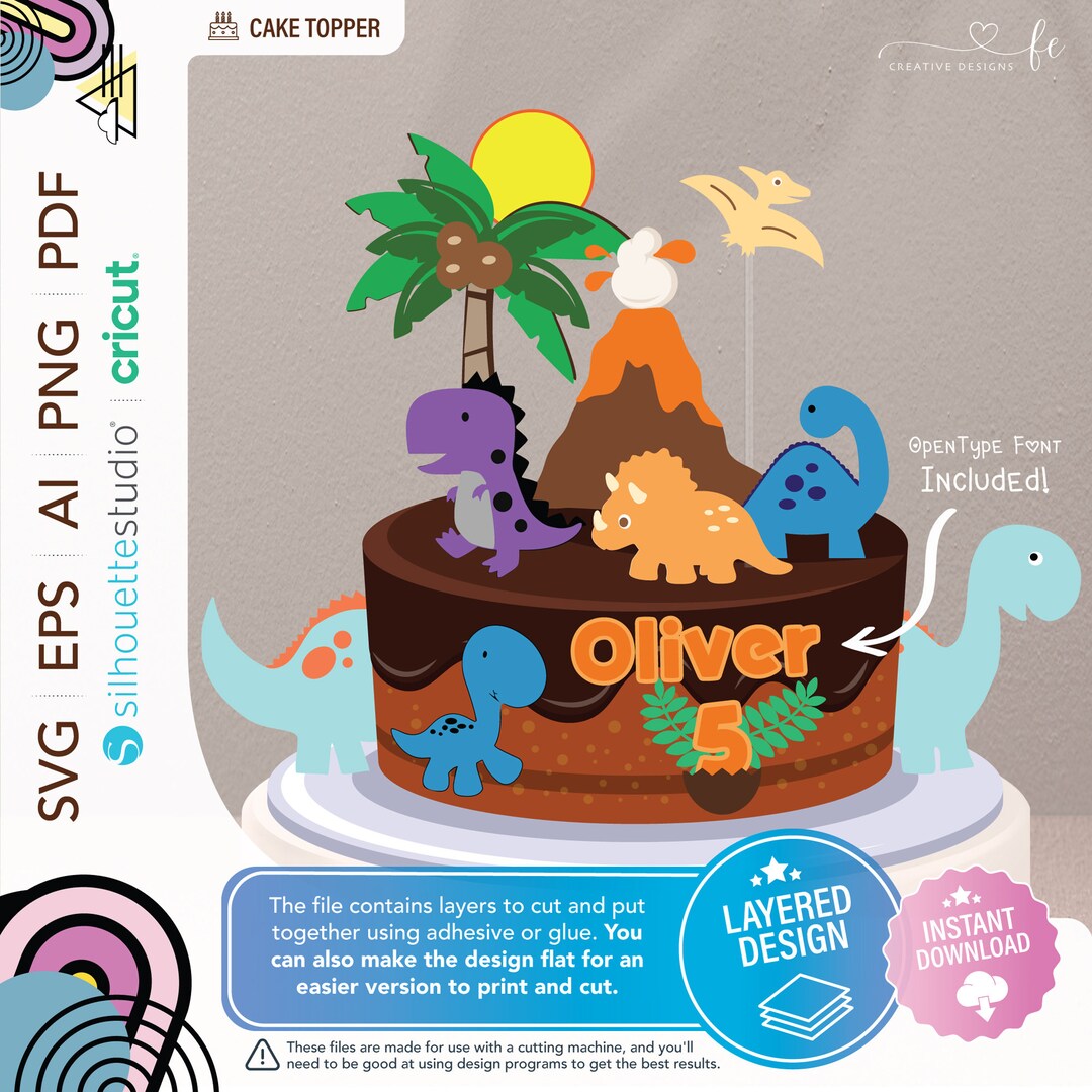 Baby Dino Cake Topper Dinosaur Party Dino Birthday Decoration T-rex ...