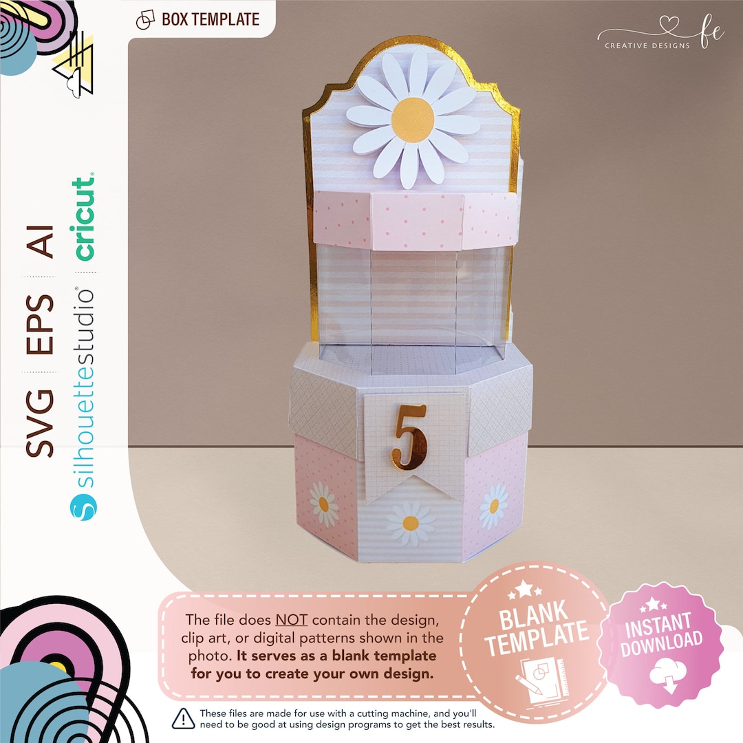 Double Hexagonal Box Template Party Favor Treat Box Shaker Box Birthday ...